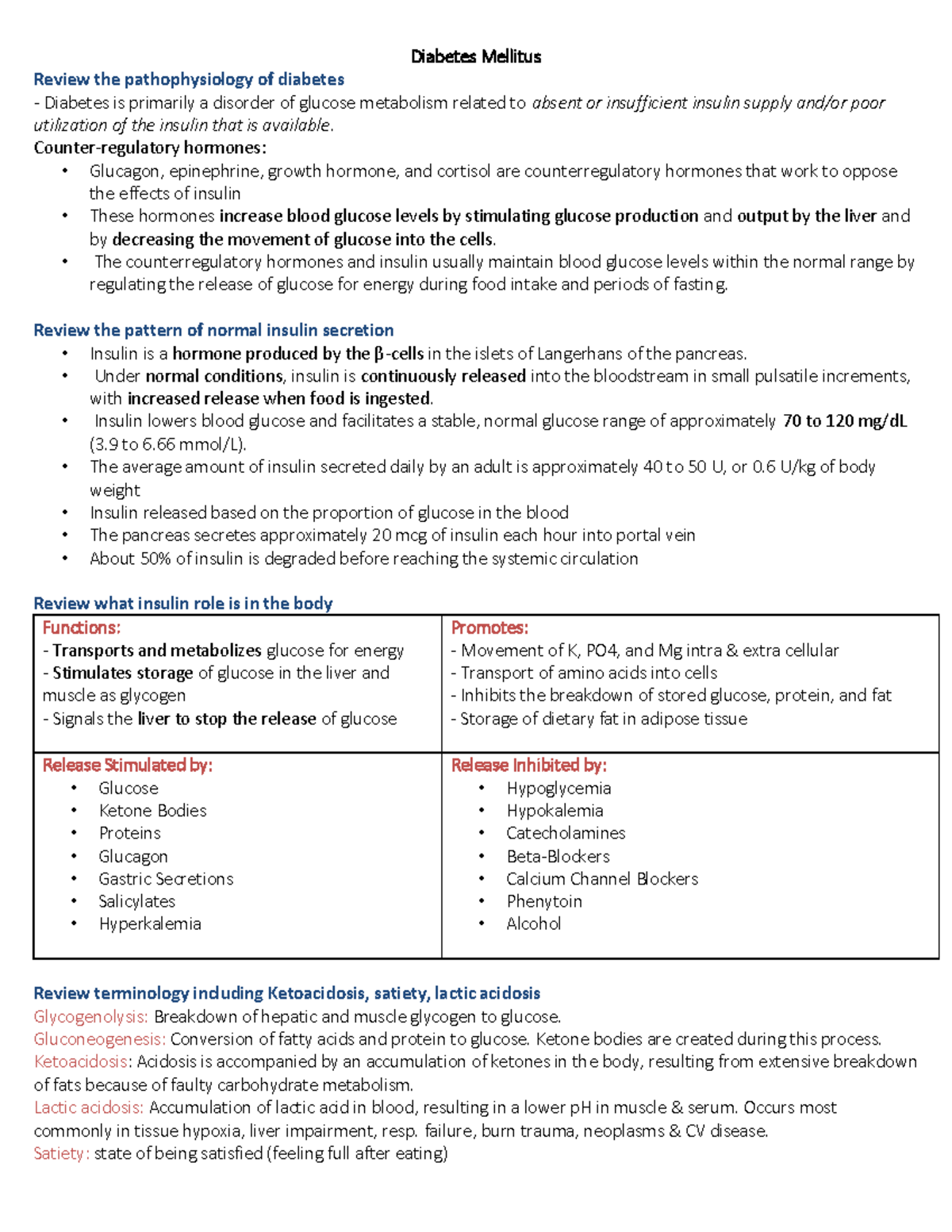 DMQs MM - exam 1 notes following study guide focus questions - Diabetes ...