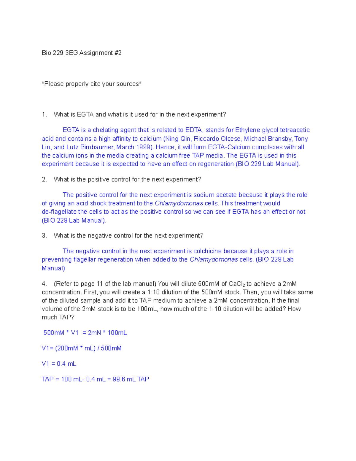 Bio 229 3EG Assignment #2 - Bio 229 3EG Assignment # Please properly cite your sources What is ...