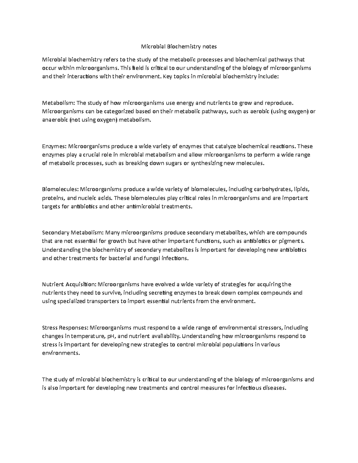 Microbial Biochemistry notes - Microbial Biochemistry notes Microbial ...