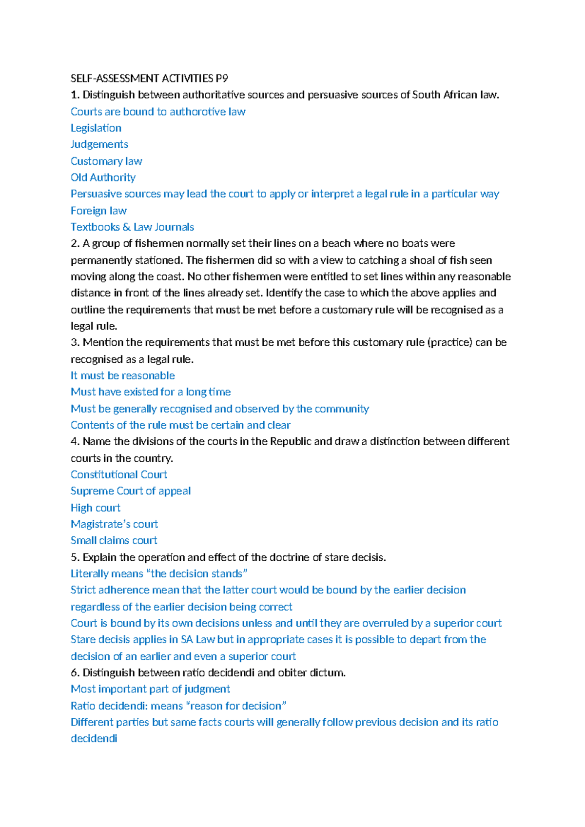 SEl F- Assesment-Questions - SELF-ASSESSMENT ACTIVITIES P Distinguish ...