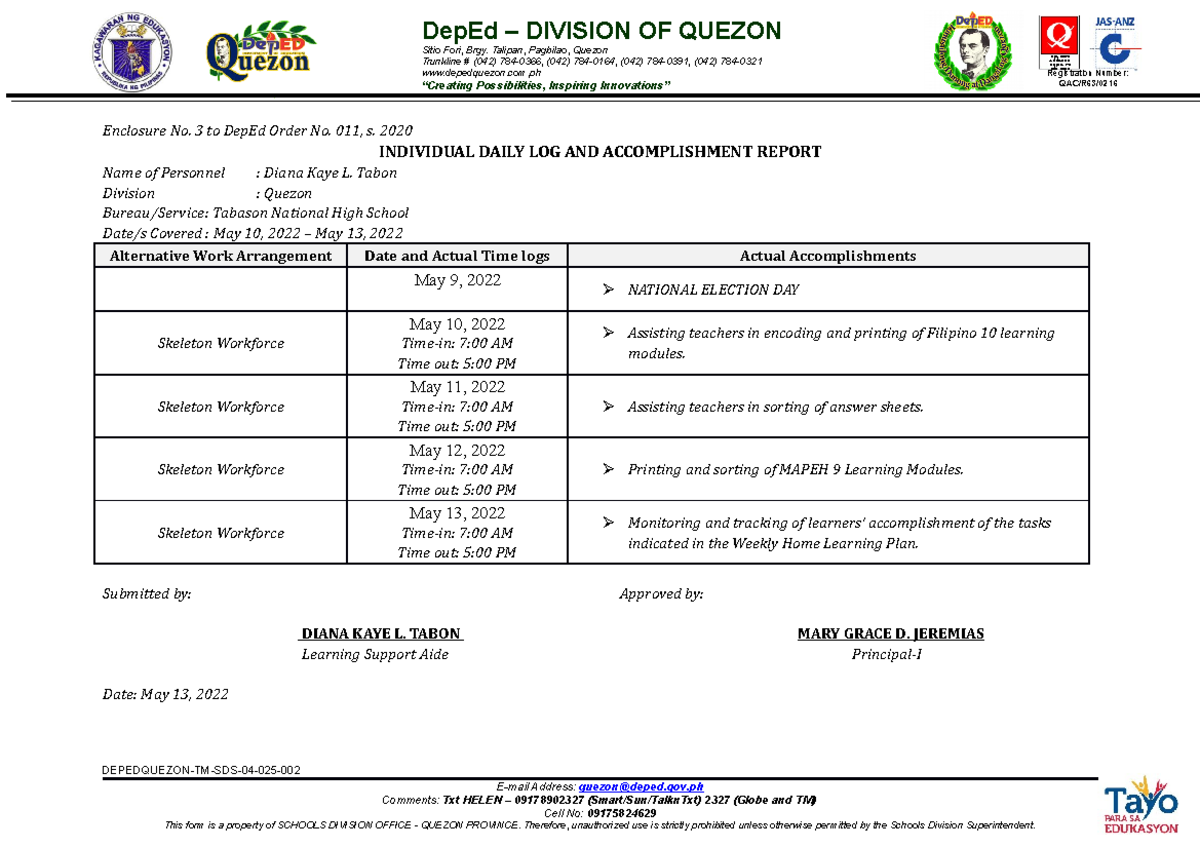 Idlar-LSA MAY 10 to MAY 13 2022 K - ASSUREDCOMPANYQUALITY ISO 9001 ...