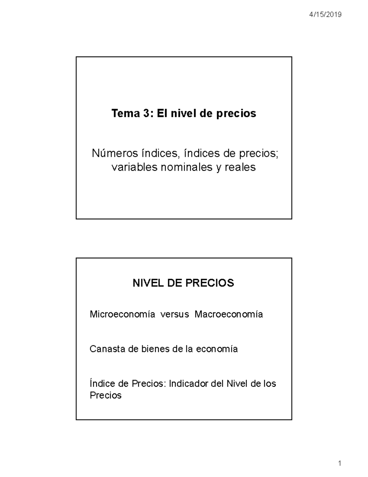 JCCid Tema III - El Nivel de Precios - Tema 3: El nivel de precios ...