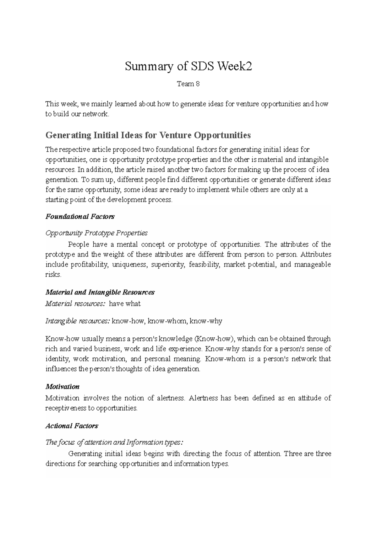 Summary of SDS Week2 - Google 文档 - Summary of SDS Week Team 8 This week ...