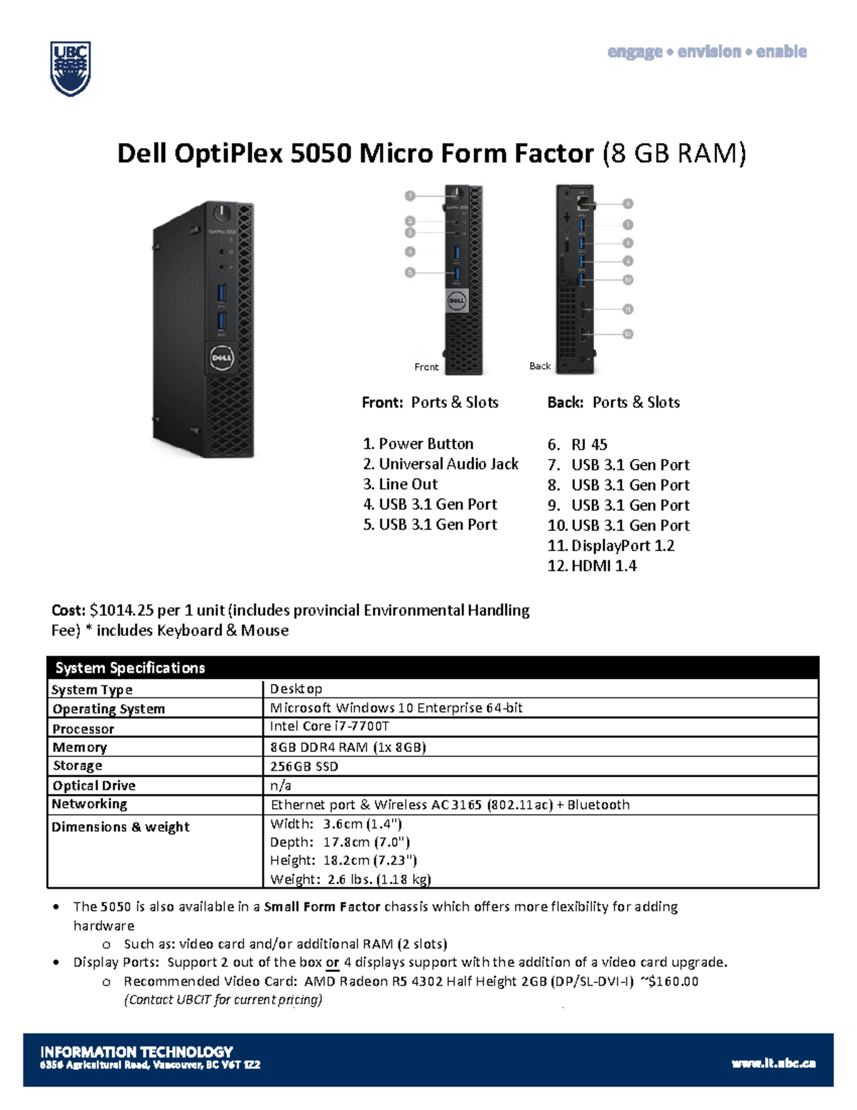 Products dell optiplex 5050 i7 8GB - Dell OptiPlex 5 050 Micro Form ...