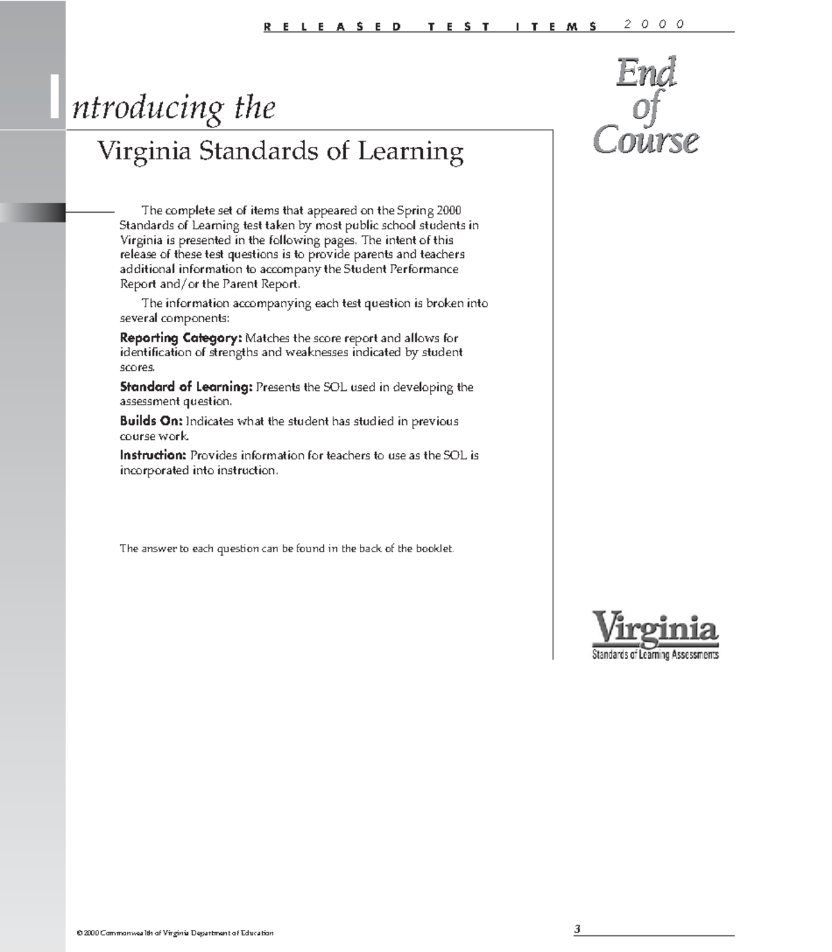 Biology SOL 2000 - I really love my school - 3 I ntroducing the The ...