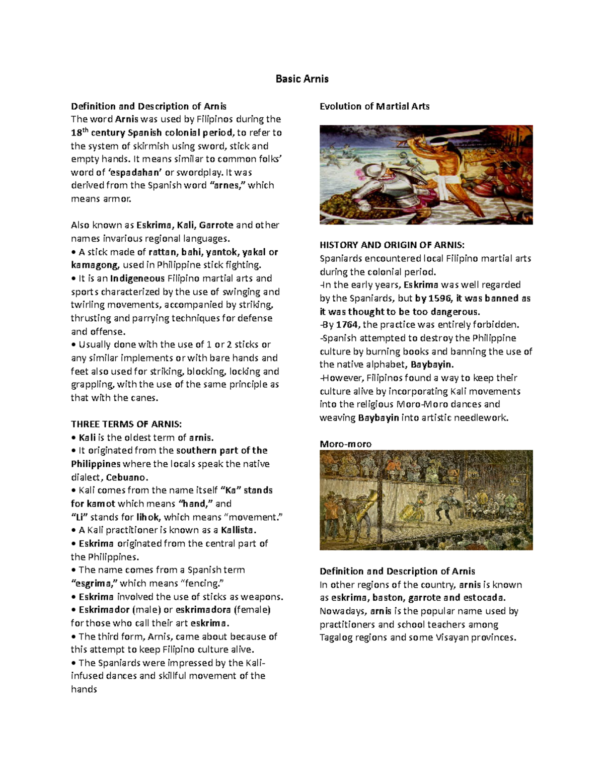 Basic Arnis - Basic Arnis Definition and Description of Arnis The word ...
