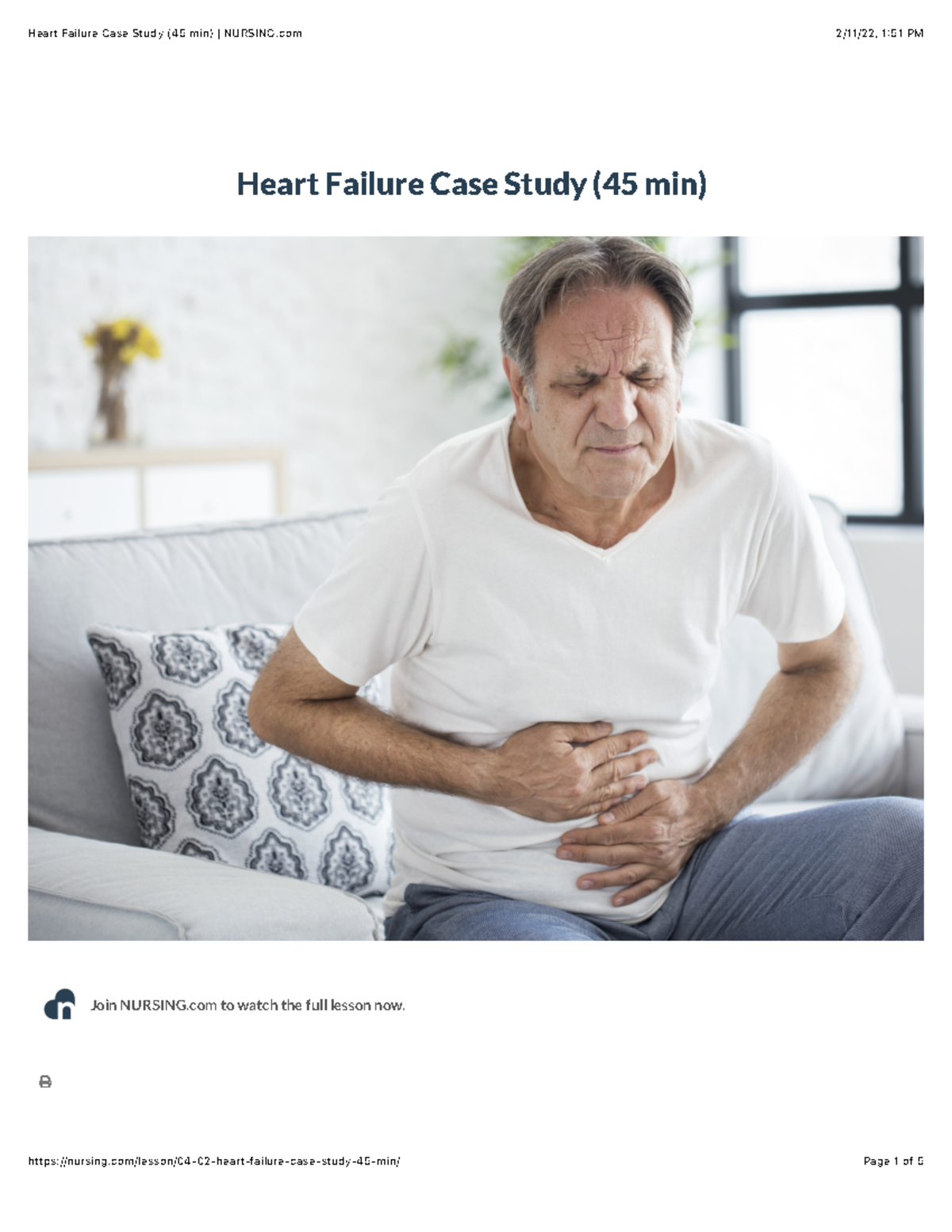 CARE PLAN - Heart Failure - Heart Failure Case Study (45 min) Join ...