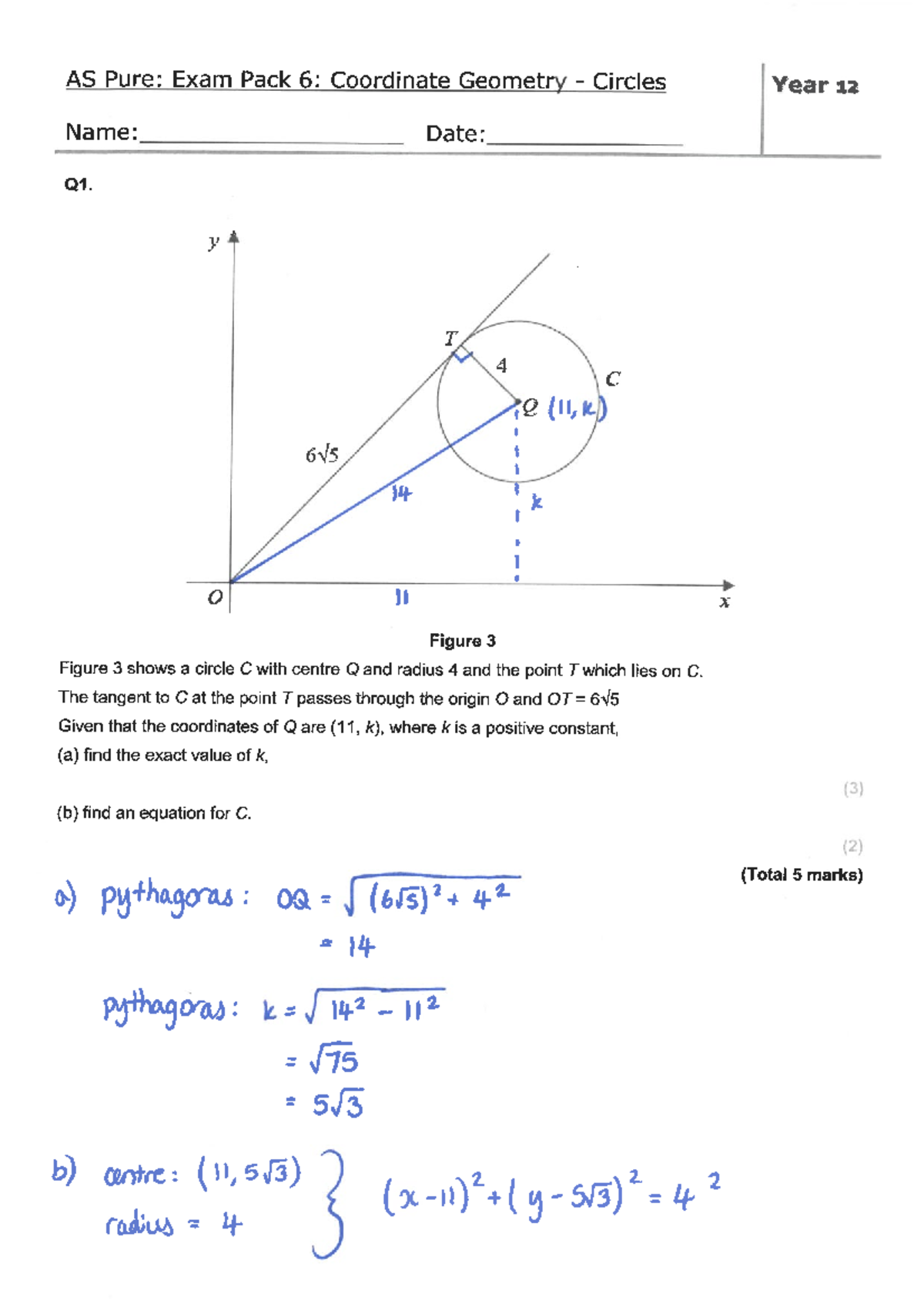 6. Coordinate Geometry - Circles Model Solutions - MBBS4 - Studocu