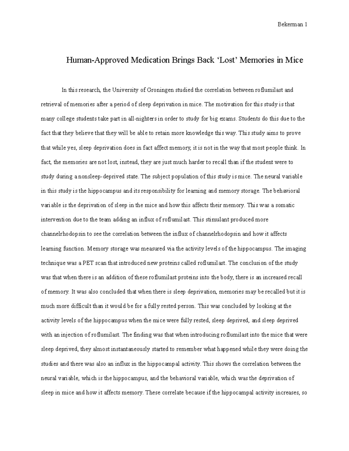 Neuro 101 BBOM Paper Grade A - Bekerman 1 Human-Approved Medication ...