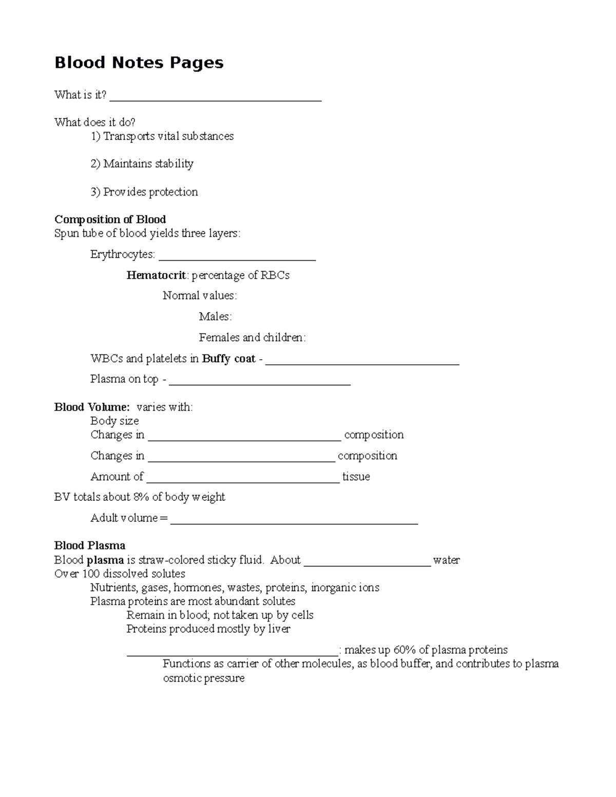 Blood Presentation Notes - Blood Notes Pages What is it