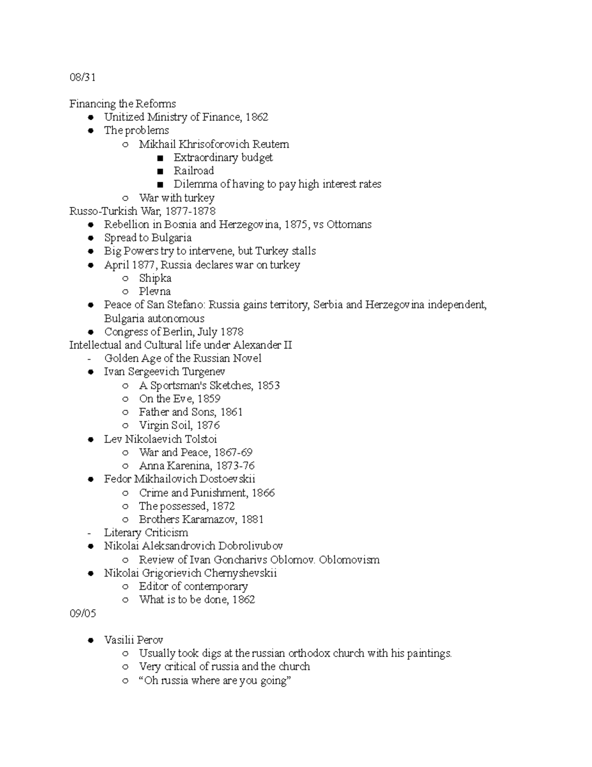 Russian History Notes - 08/ Financing the Reforms Unitized Ministry of ...