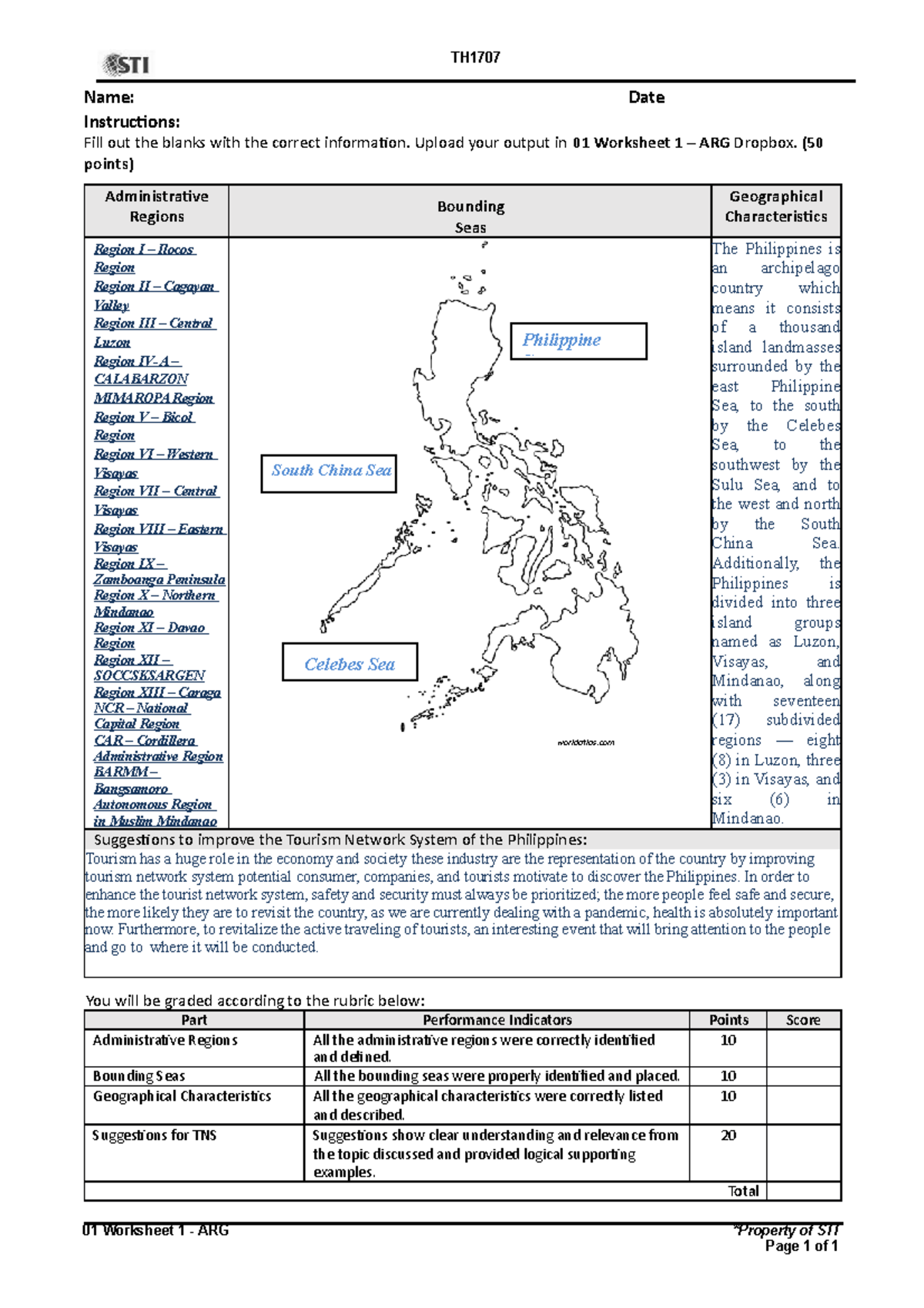 REGION 1 ILOCOS NORTE - TH Name: Date Instructions: Fill out the blanks ...