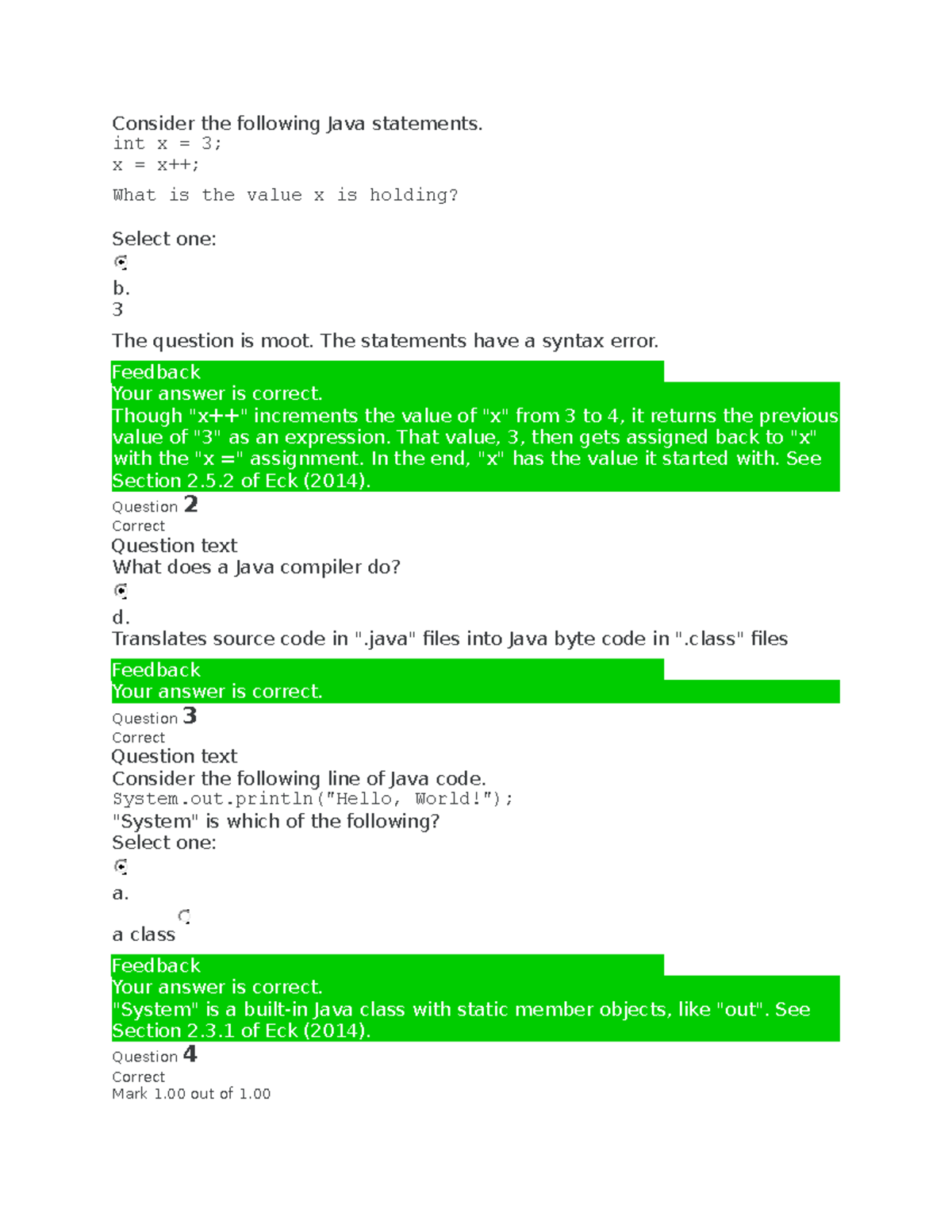 Quiz Programming - This is an answer from a quiz - Consider the ...