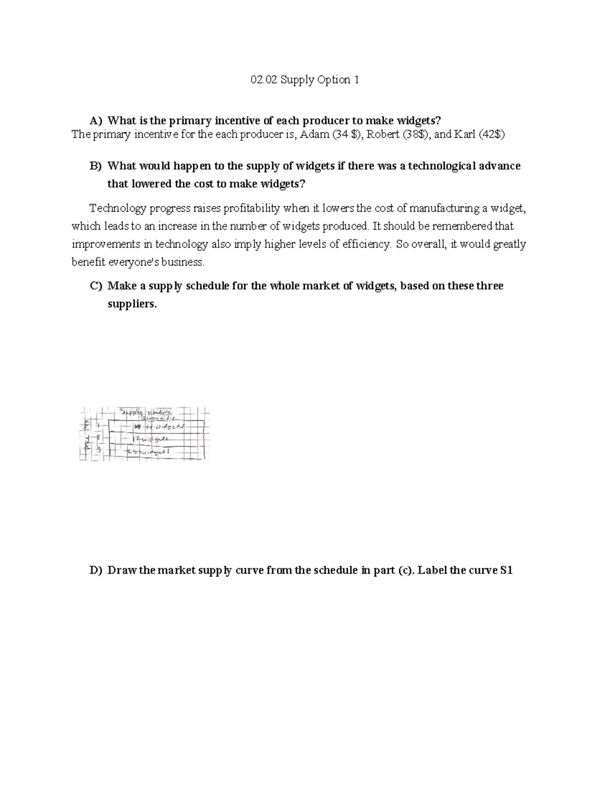 02.02 supply option 1 - Reveiw - 02 Supply Option 1 A) What is the ...