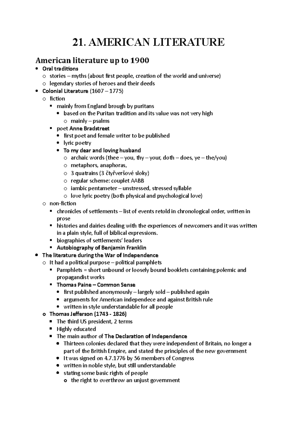 21 American literature - 21. AMERICAN LITERATURE American literature up ...
