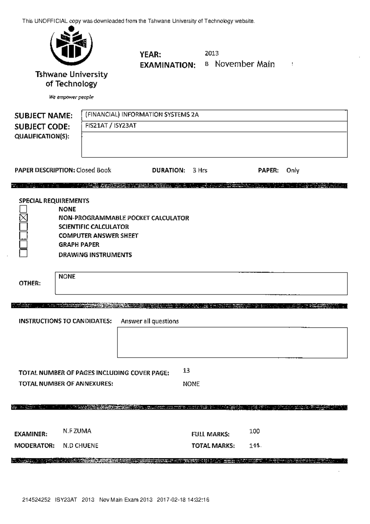 Exam 23 November 2013, questions - NDIT12 - Studocu