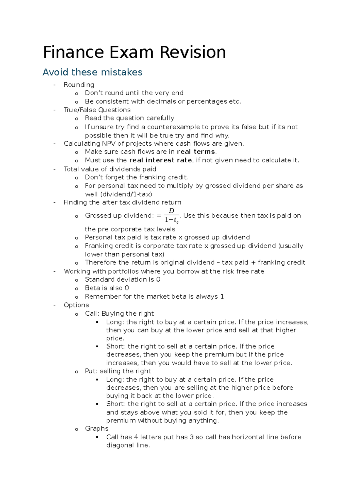 Finance Exam Revision - Finance Exam Revision Avoid these mistakes ...