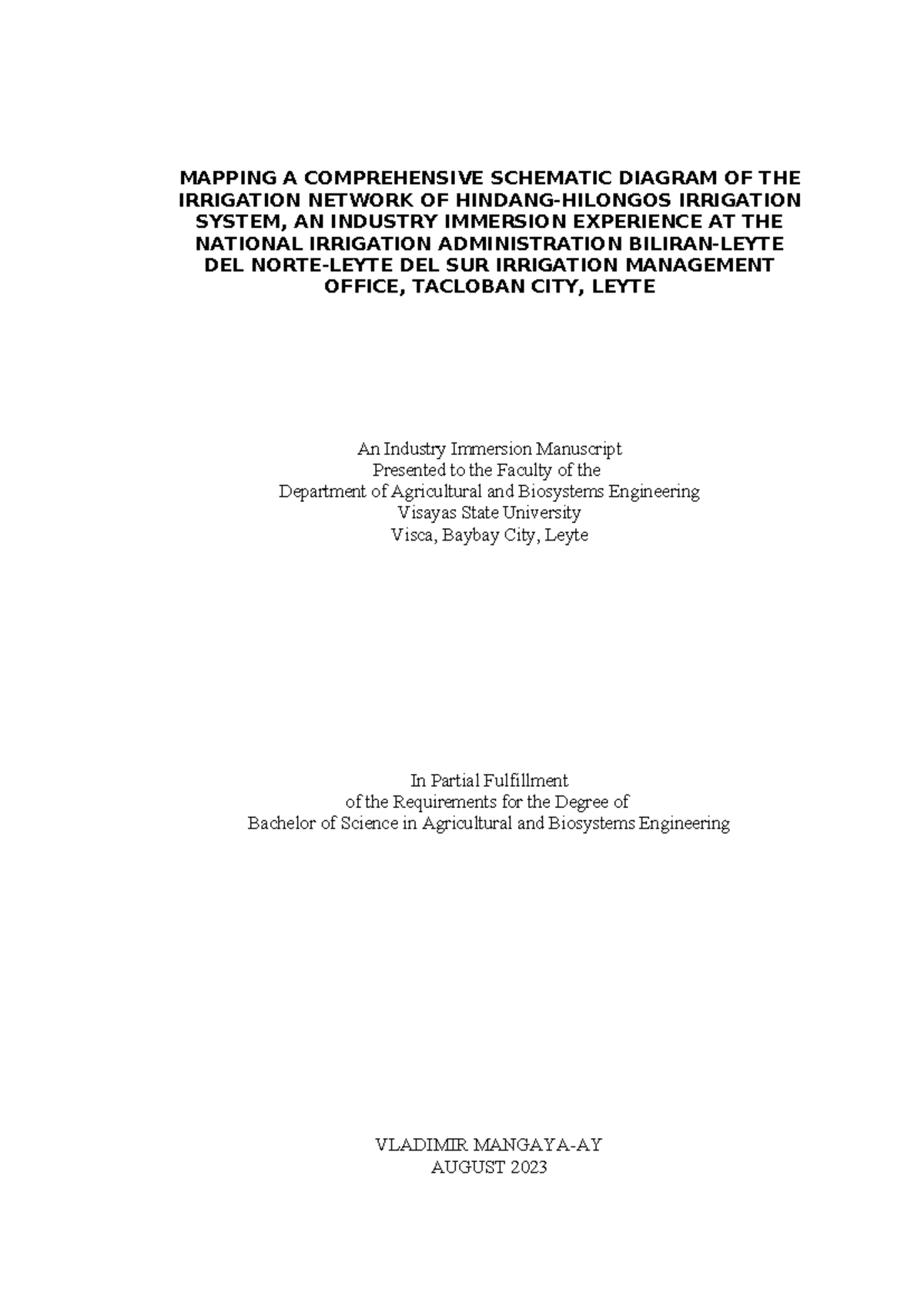 Mangaya-ay OJT Manuscript - MAPPING A COMPREHENSIVE SCHEMATIC DIAGRAM ...