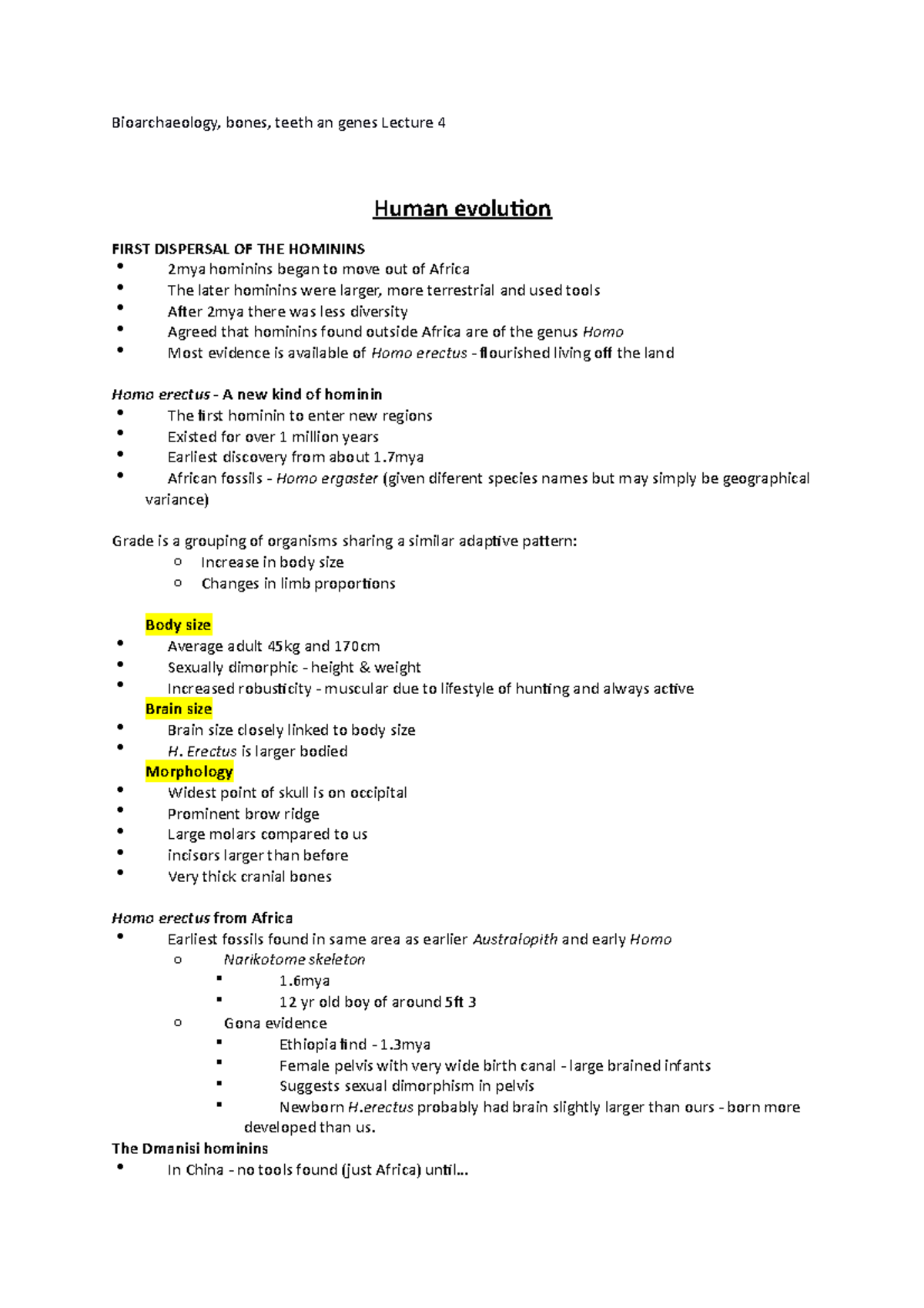 lecture 4 - Human evolution - Bioarchaeology, bones, teeth an genes ...