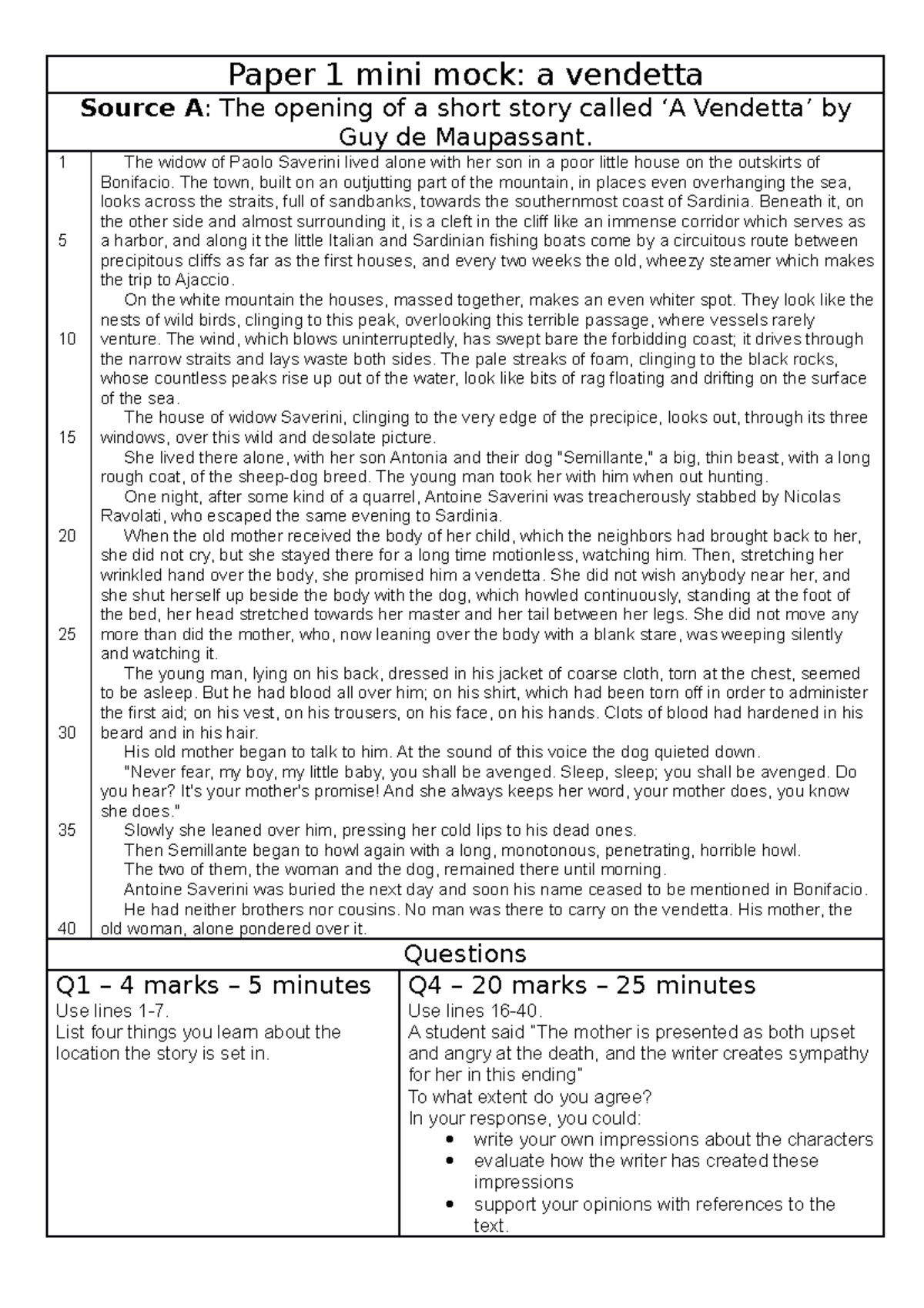 Vendetta mini mock - mock - Paper 1 mini mock: a vendetta Source A: The ...