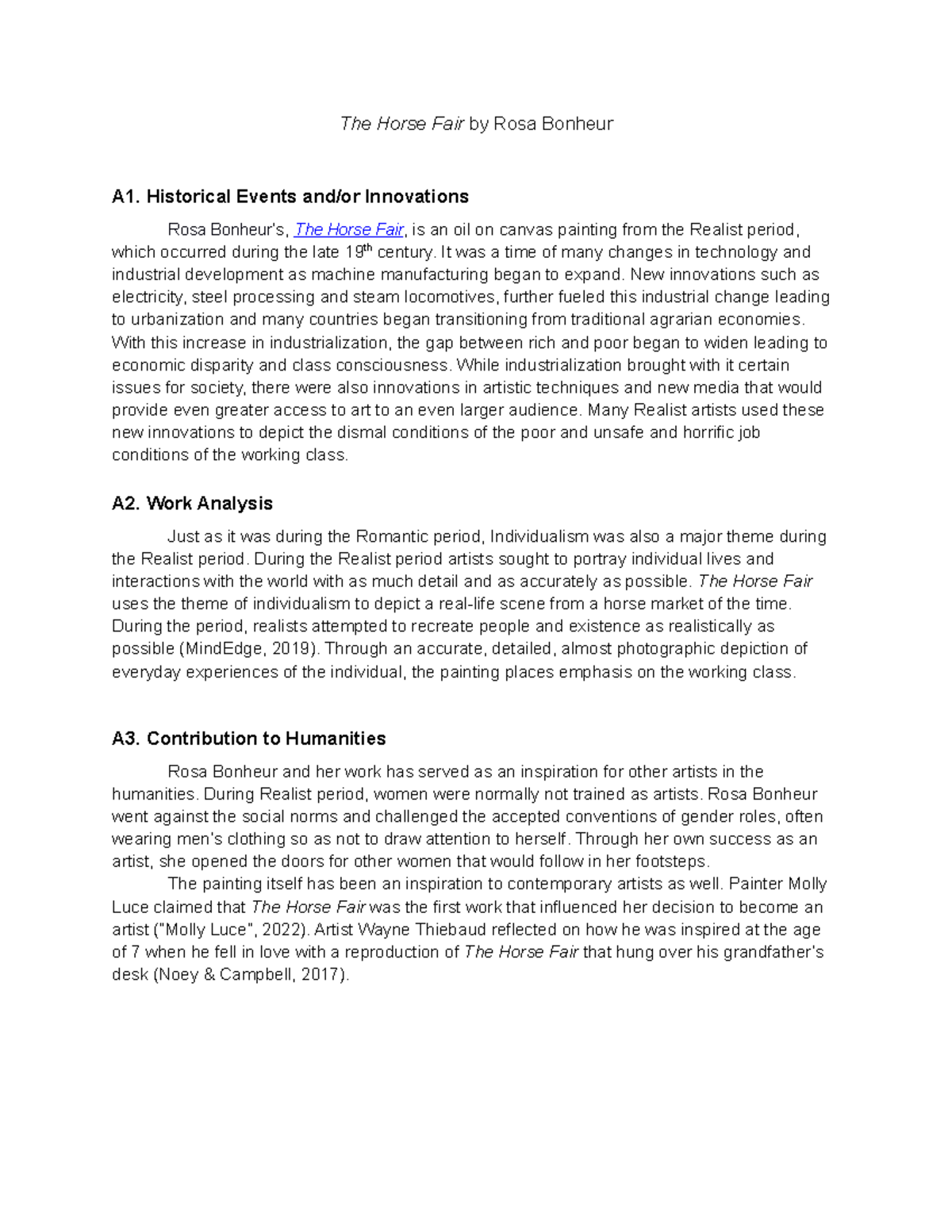 C100 - Task 1 - Task 1 completed passed. - The Horse Fair by Rosa ...