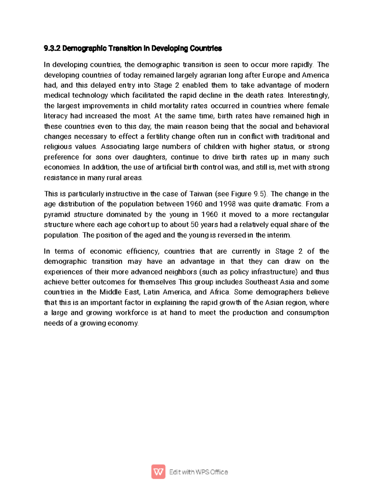 Demographic Transition in Developing Countries - The developing ...