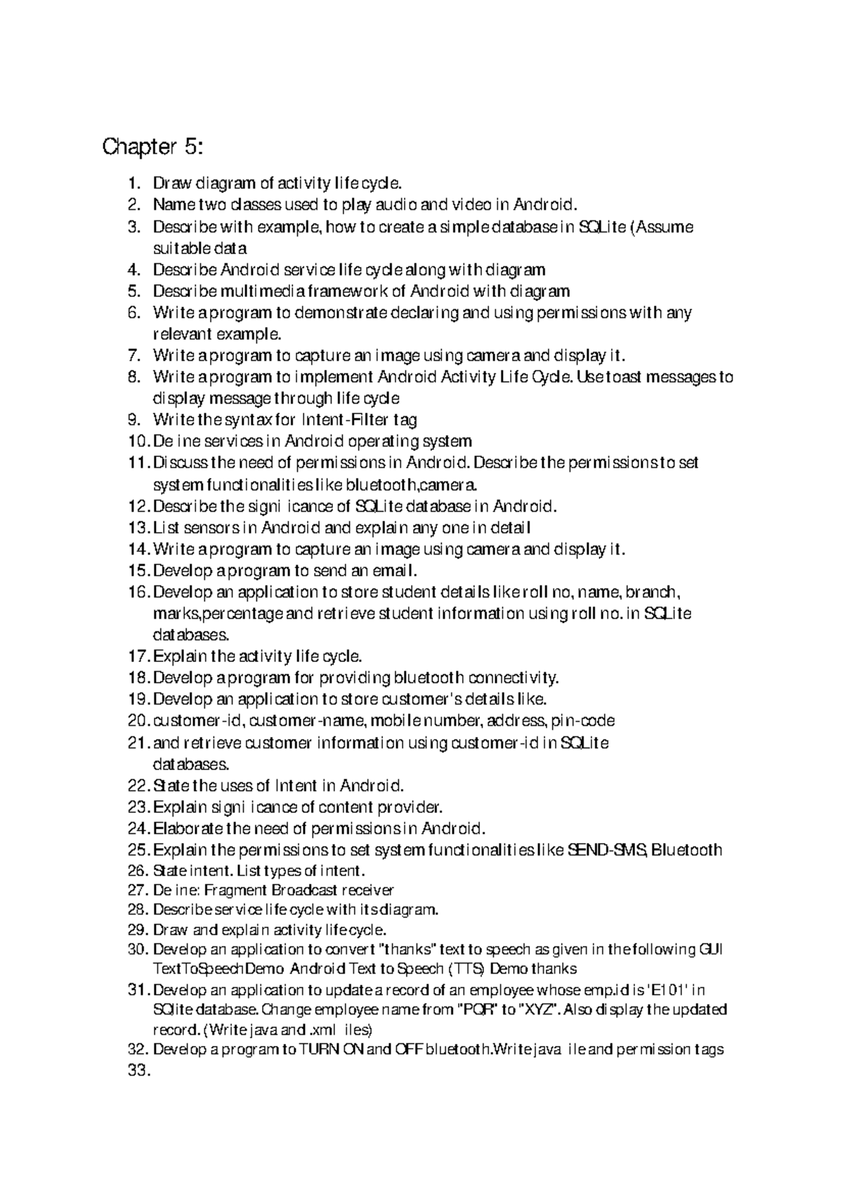 Assignment 5-6 - Chapter 5: 1. Draw diagram of activity life cycle. 2 ...