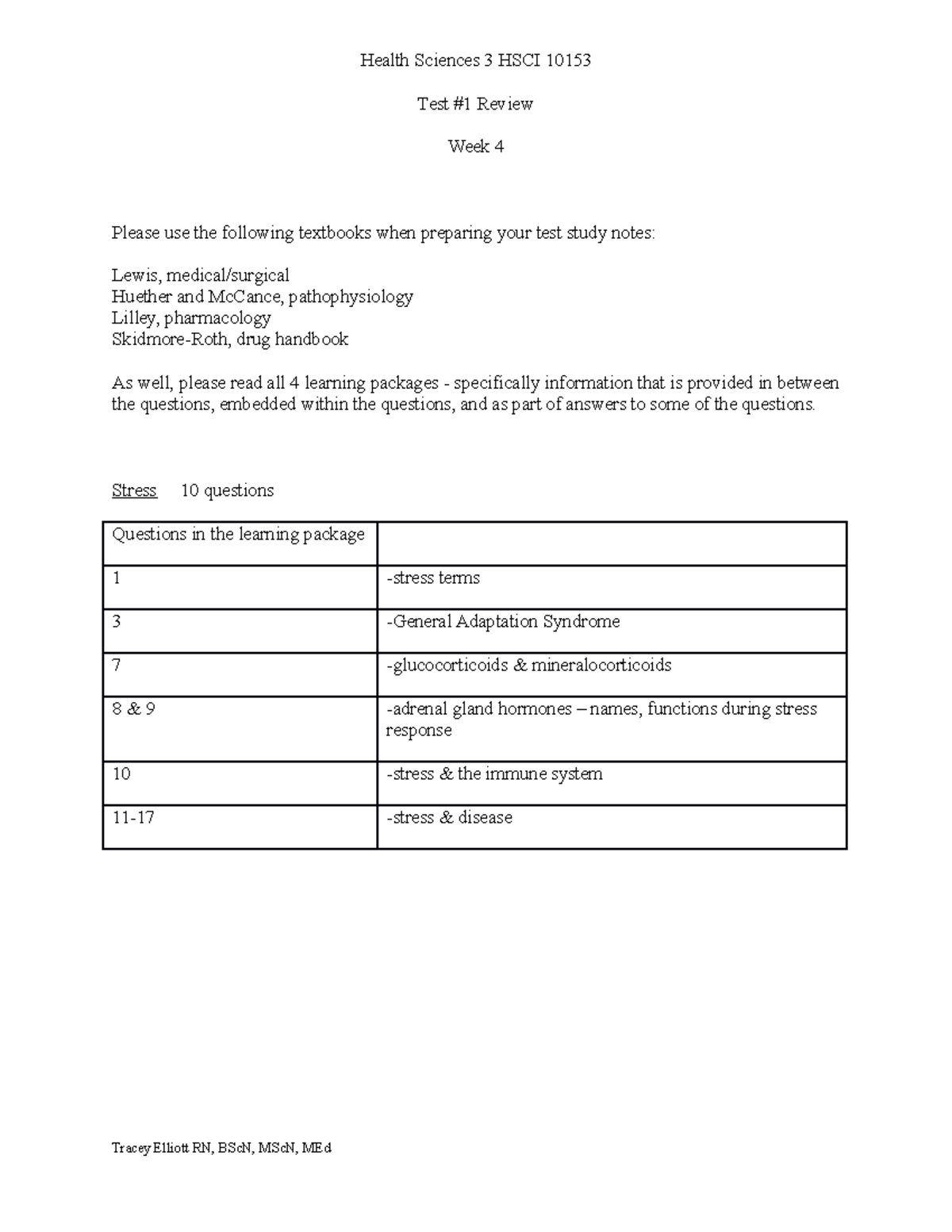 HS3Test#1Review Word Document - Health Sciences 3 HSCI 10153 Test #1 ...