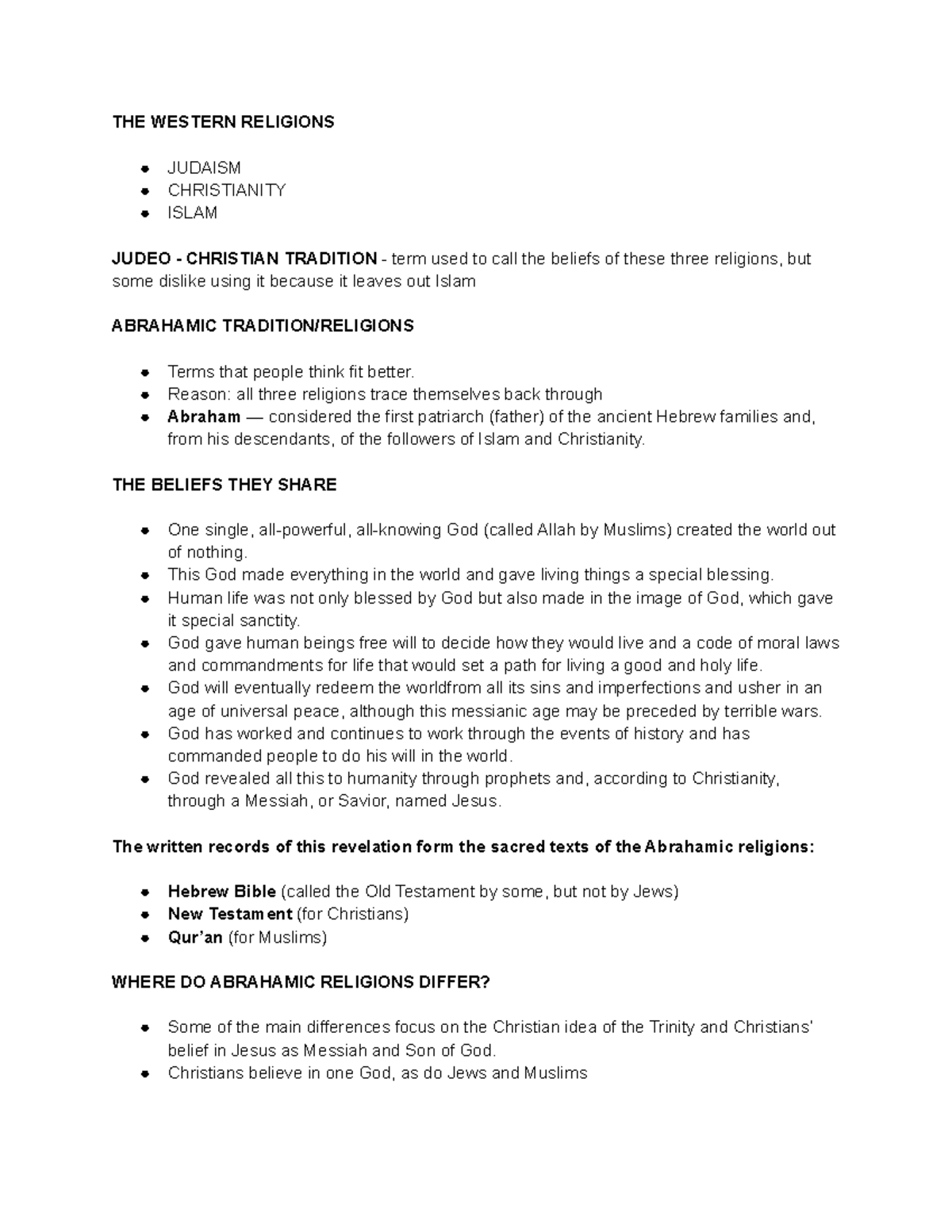 SSP - THE Western Religions - THE WESTERN RELIGIONS JUDAISM ...