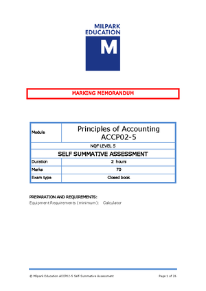ACCP02-5 - Additional past exam paper MEMO - MARKING MEMORANDUM Module ...