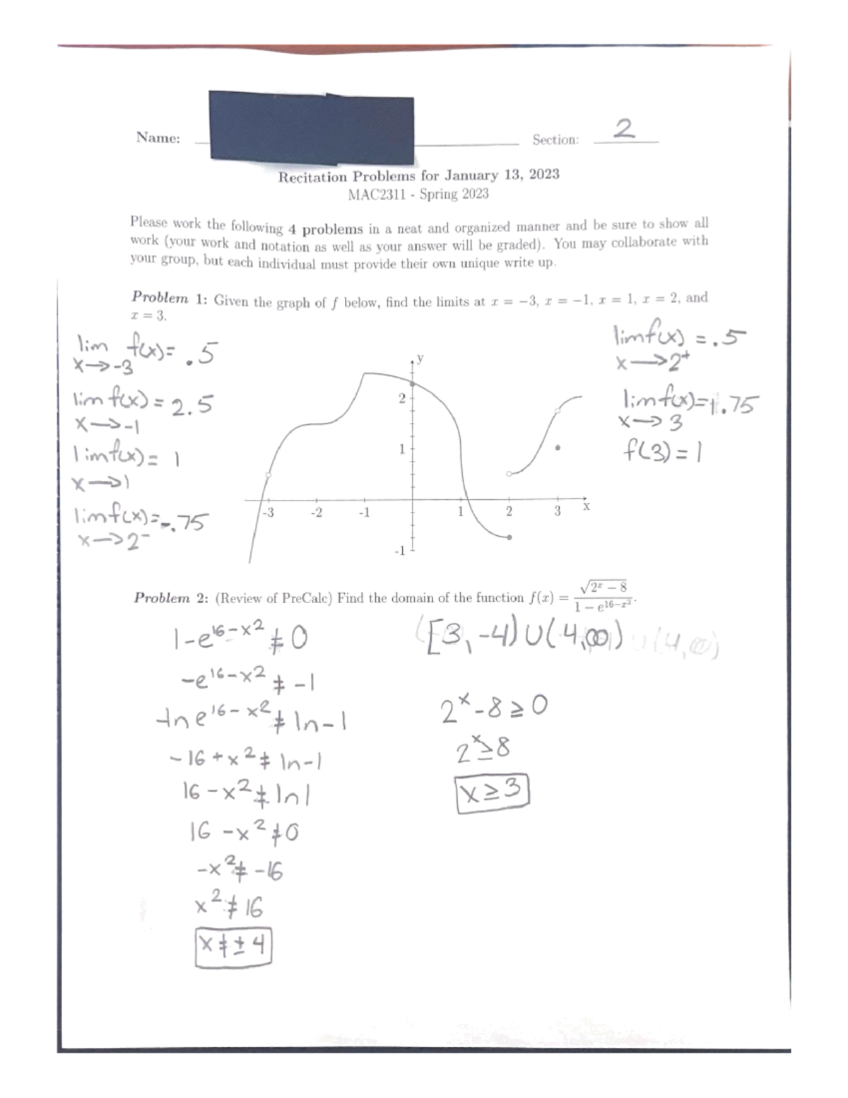 Section - Calc 1 - MAC 2311C - Studocu