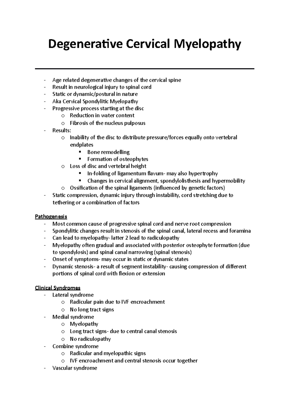 Degenerative cervical Myelopathy - Gait abnormalities such as ataxia 2 ...