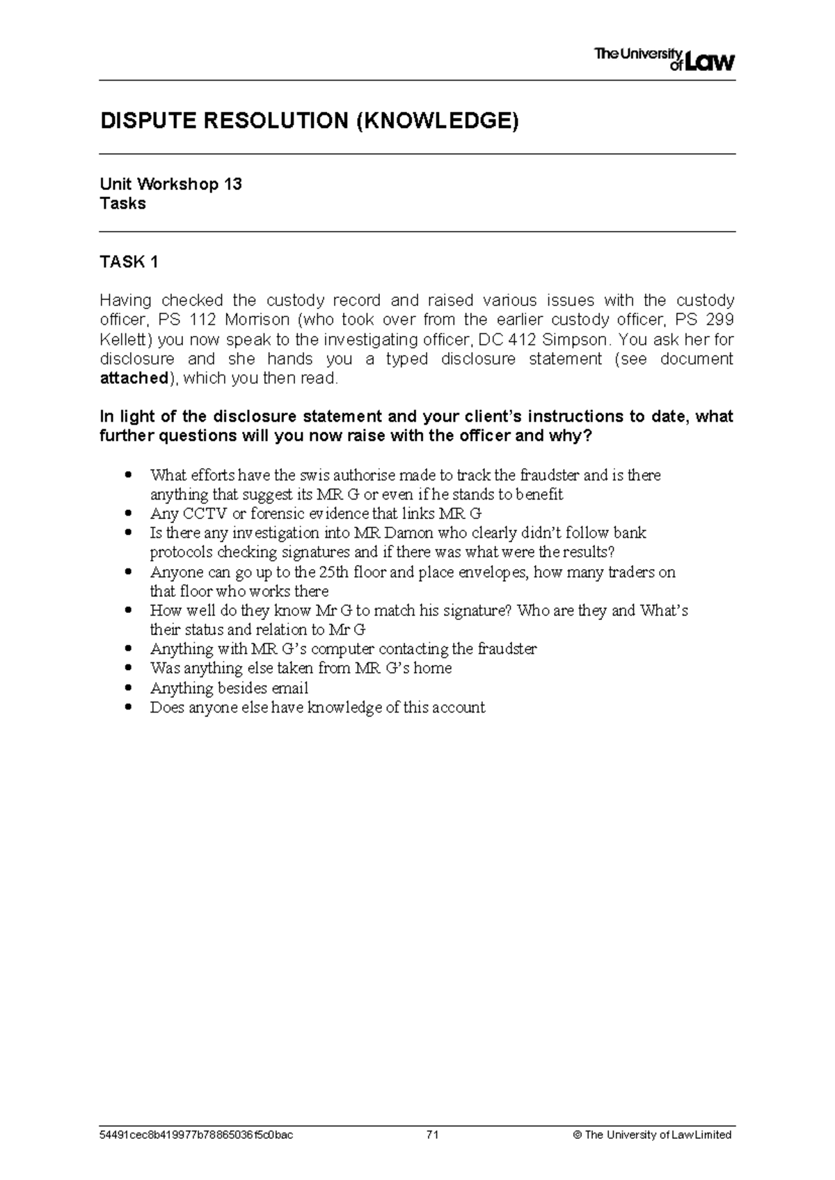 2324 dis ws13 ce02 task - tasks - DISPUTE RESOLUTION (KNOWLEDGE) Unit ...