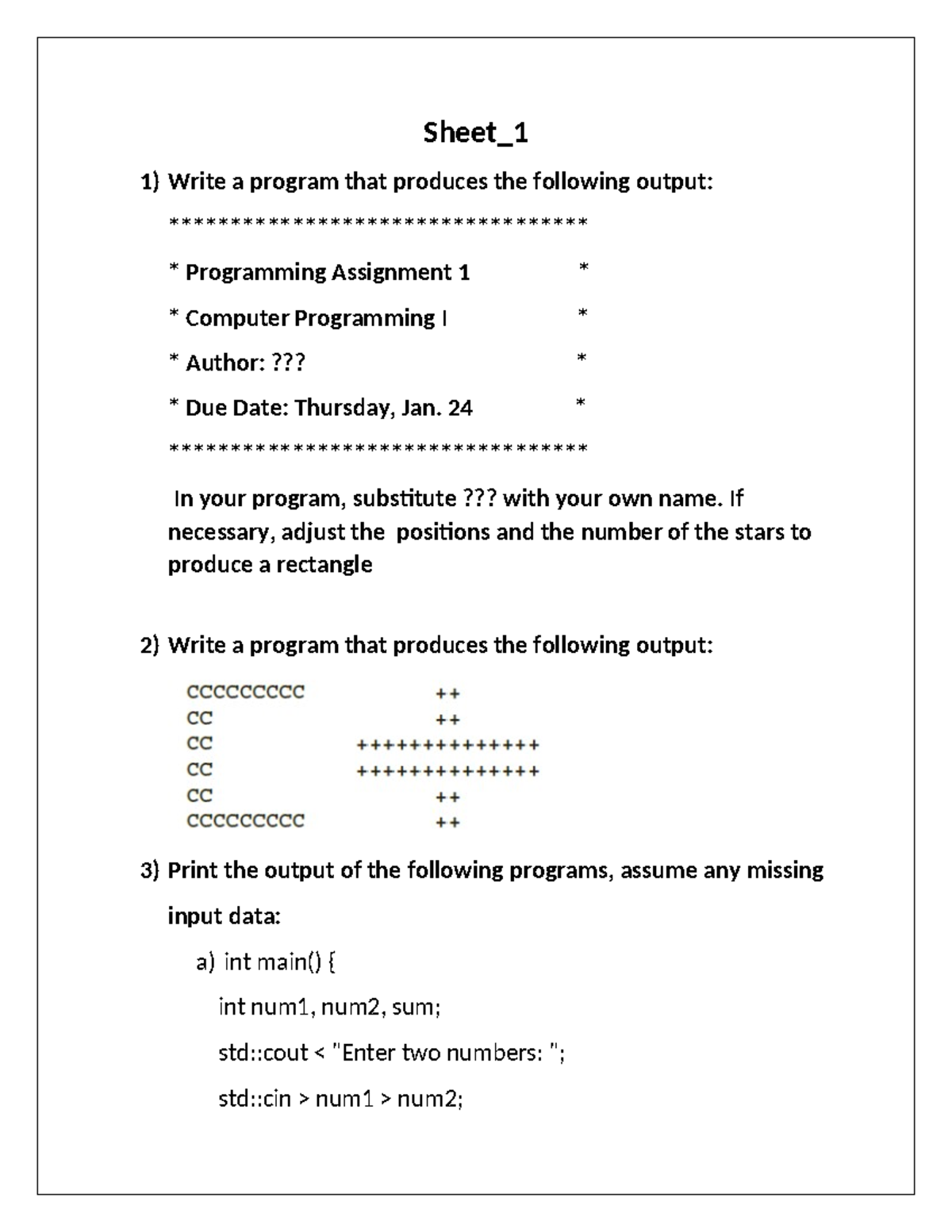 Sheet 1 - test - Sheet_ Write a program that produces the following ...