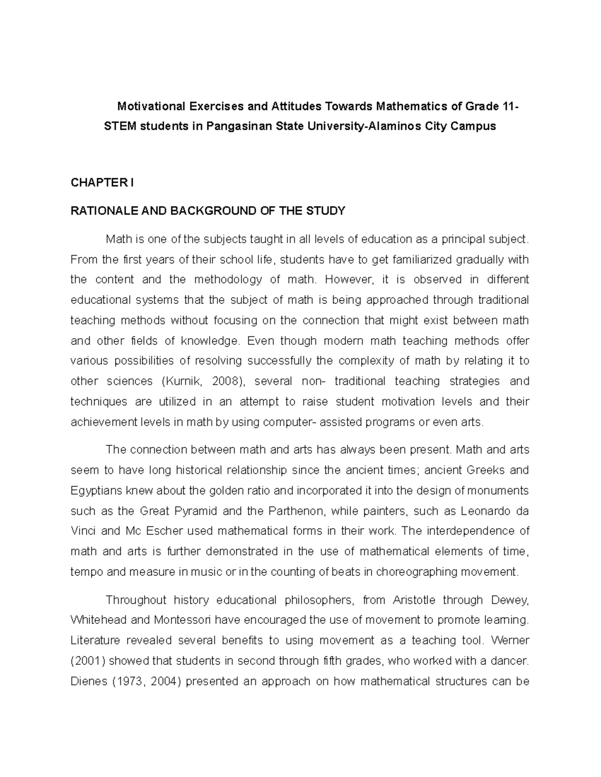 Motivational Exercises and Attitudes Towards Mathematics of Grade 11 ...