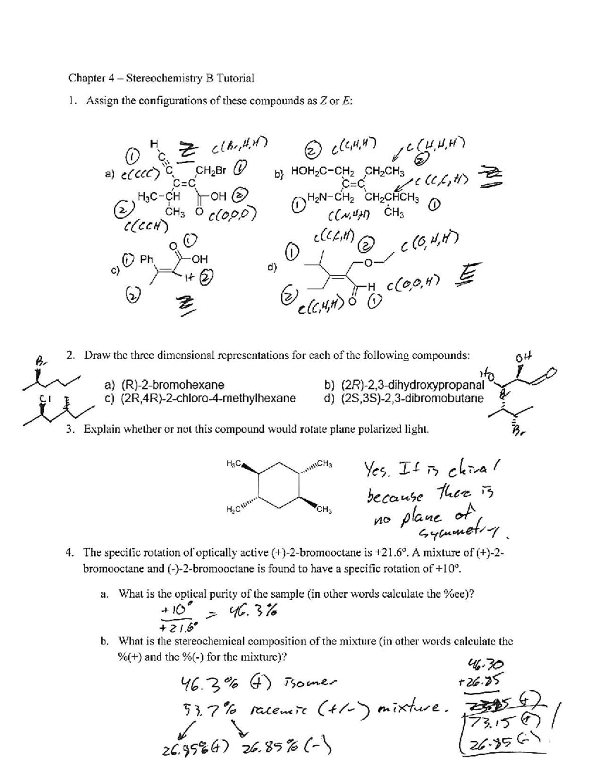 Chem 2101 - Tutorial 3 - tut 3 - Chem 2101 - Studocu