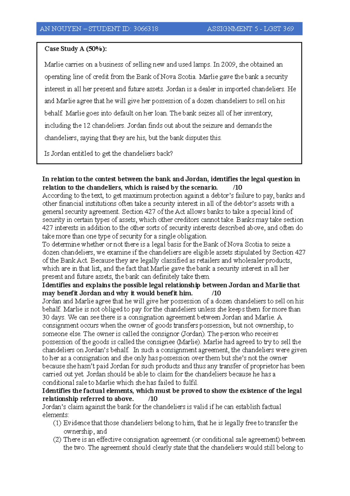 LGST369 Assignment 5 – Factual Case Analysis LGST369 Assignment 5 ...