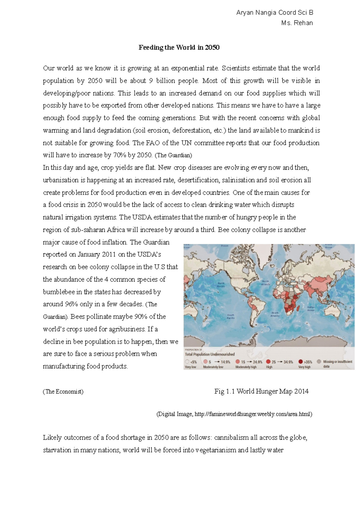 Feeding the World 2050 - Ms. Rehan Feeding the World in 2050 Our world ...