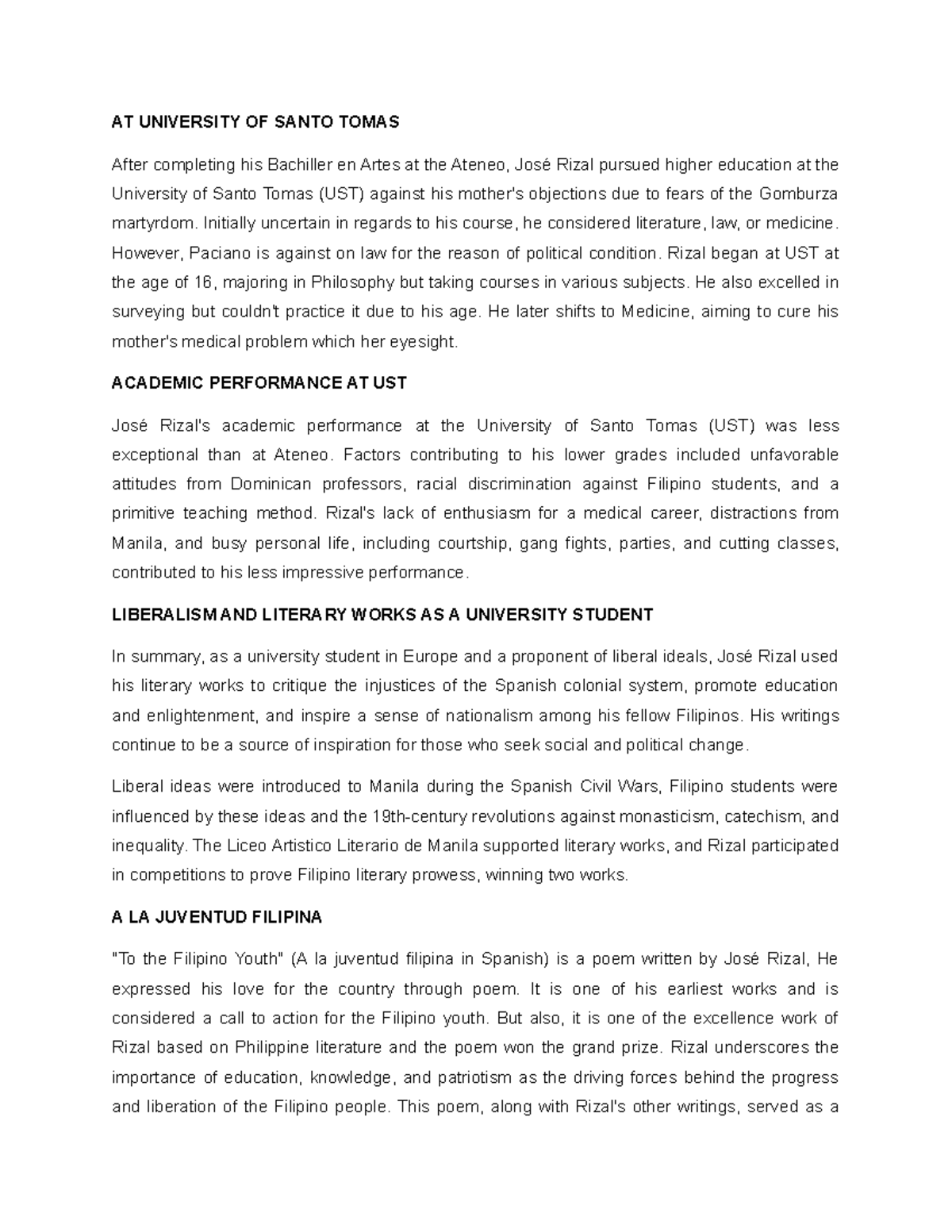 AT University OF Santo Tomas - AT UNIVERSITY OF SANTO TOMAS After ...