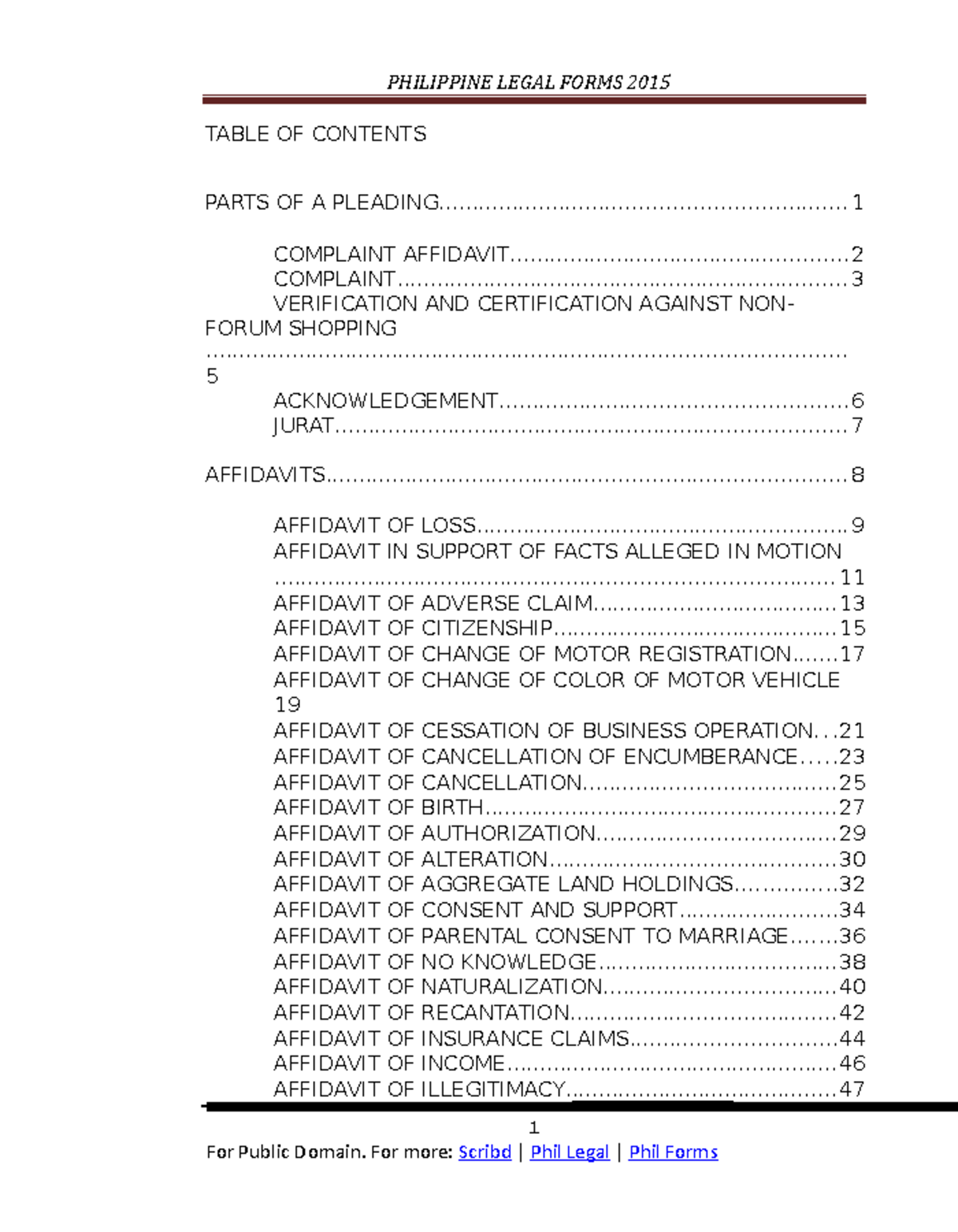 Forms used in proceedings - For Public Domain. For more: Scribd | Phil ...