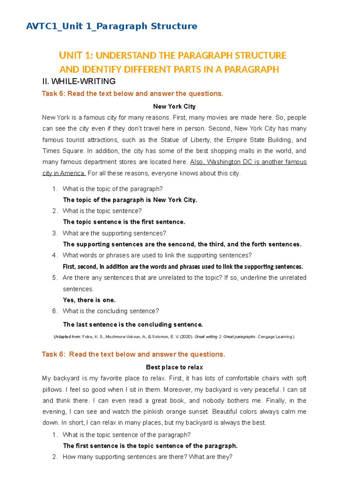[Official] AVTC1 - Unit 1 - In class - 📖 AVTC1_Unit 1_Paragraph ...