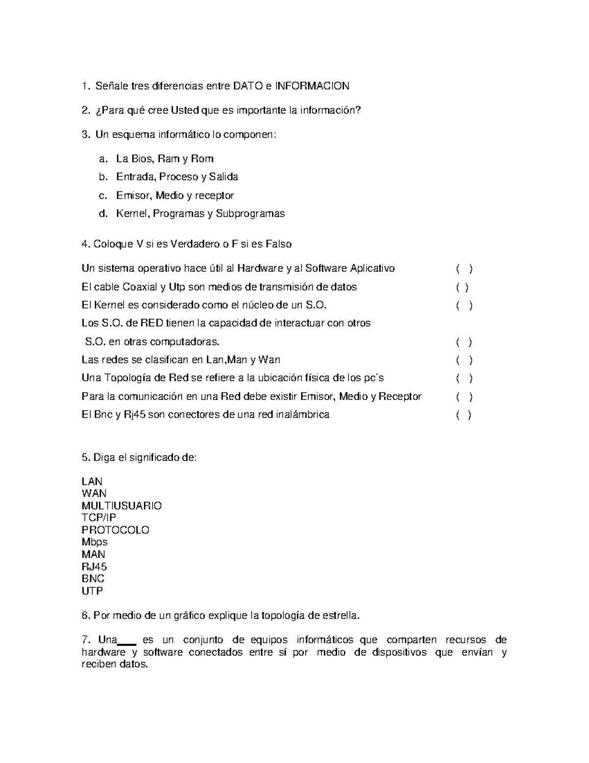 Taller de Redes - brb rgbb - Señale tres diferencias entre DATO e ...