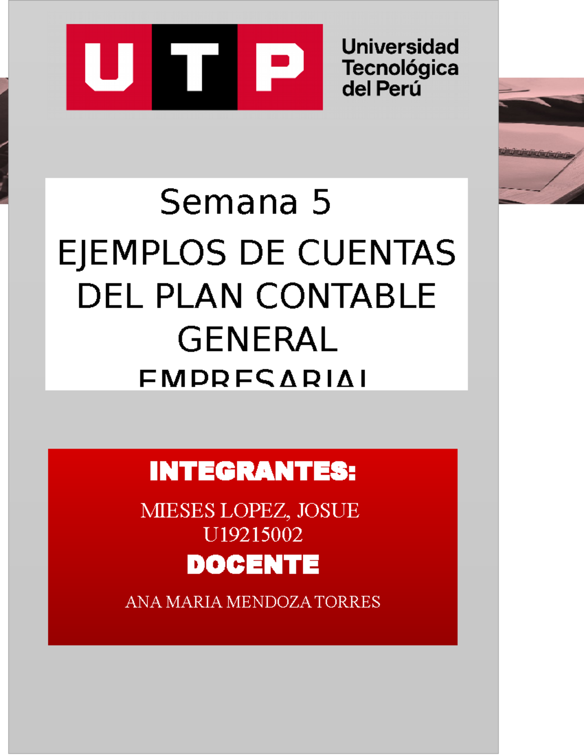 Semana 5 Tarea Ejemplos de cuentas del Plan Contable General Empresarial - Semana 5 EJEMPLOS DE ...