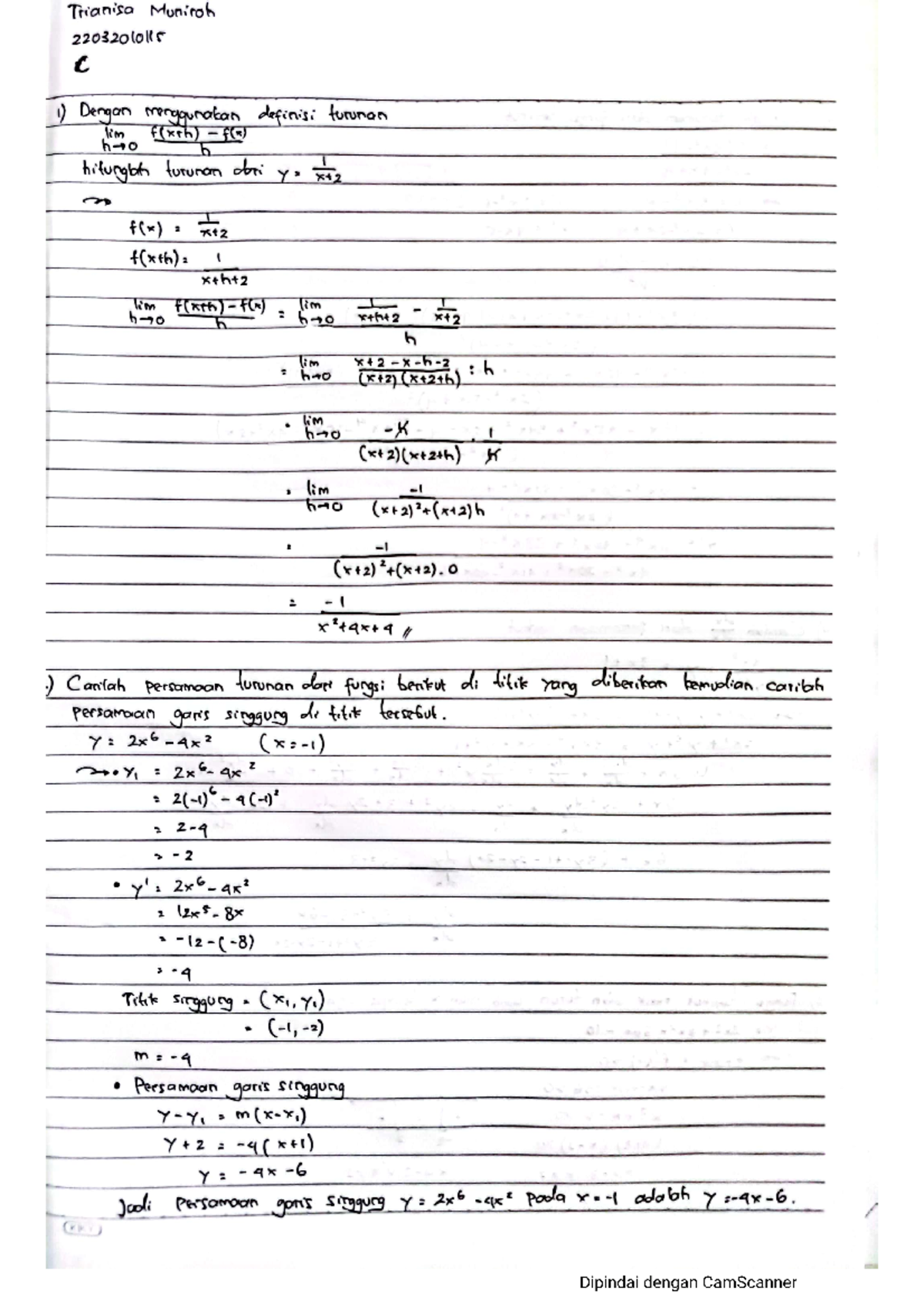 KUIS 1 Matkul Kalkulus Semester 1 c - Kalkulus I - Studocu