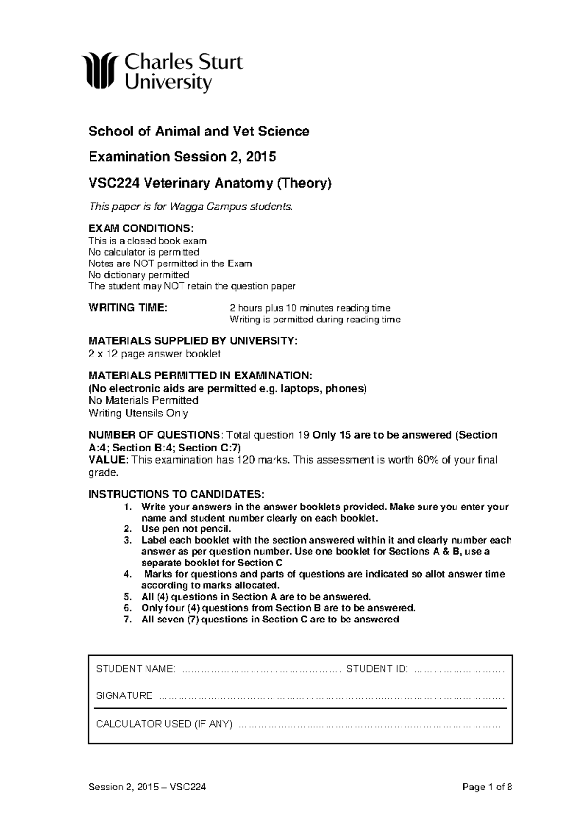 2015 theory exam - Past exam paper - School of Animal and Vet Science ...