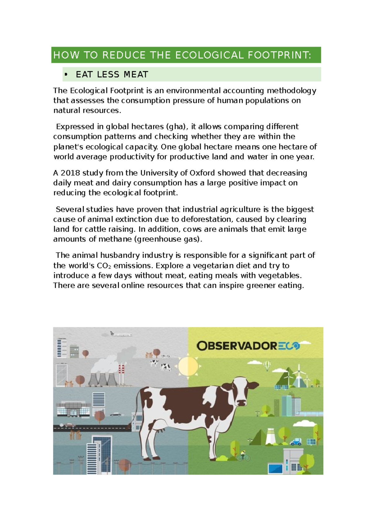 Gil ingles - edweffdfed - HOW TO REDUCE THE ECOLOGICAL FOOTPRINT: EAT ...