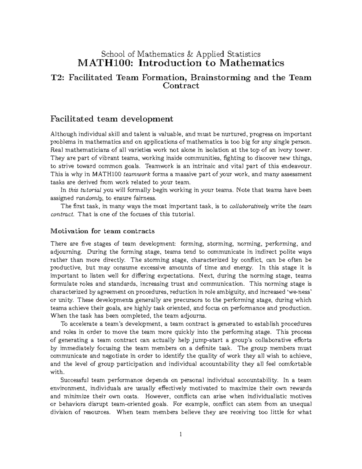 MATH100 Tutorial 2 - School of Mathematics Applied Statistics MATH100 ...