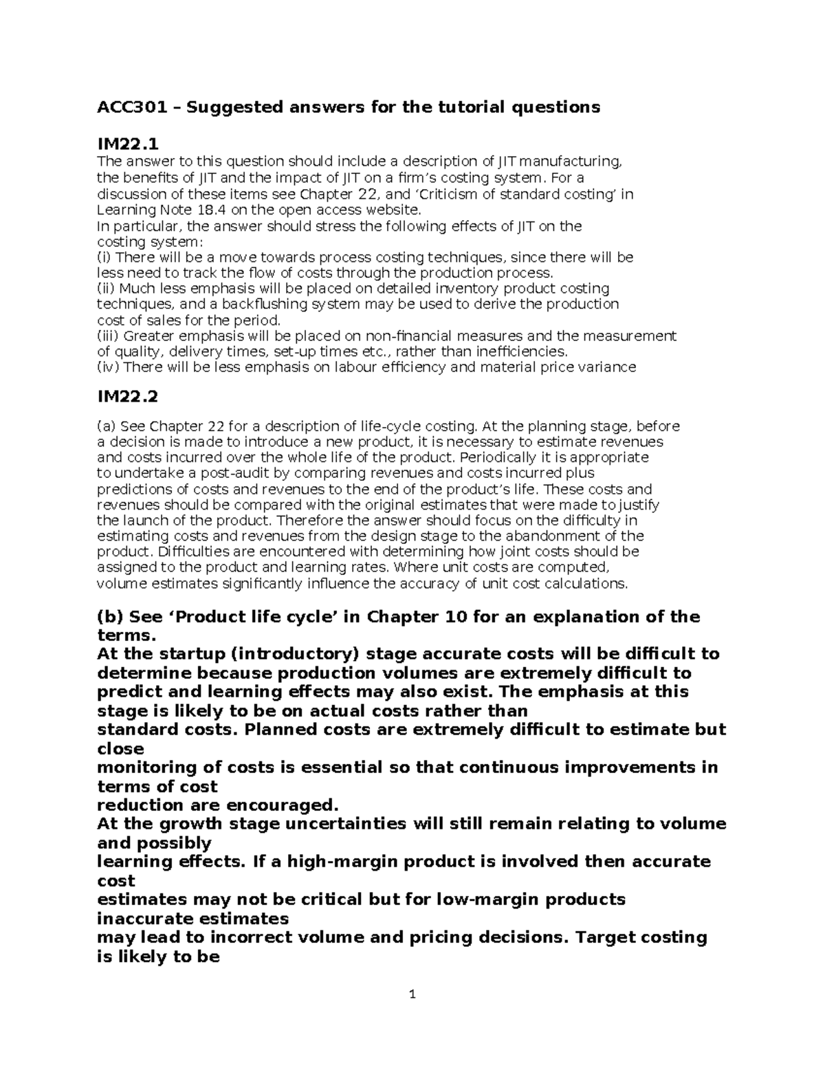 ACC301 - Suggested answer for Tutorial 1 - ACC301 – Suggested answers ...