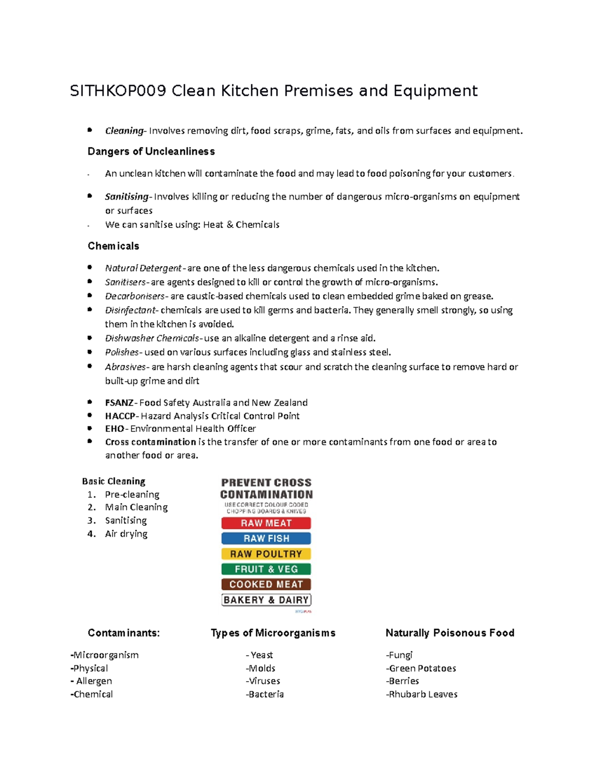 Sithkop 009 Clean Kitchen Premises and Equipment - SITHKOP009 Clean ...