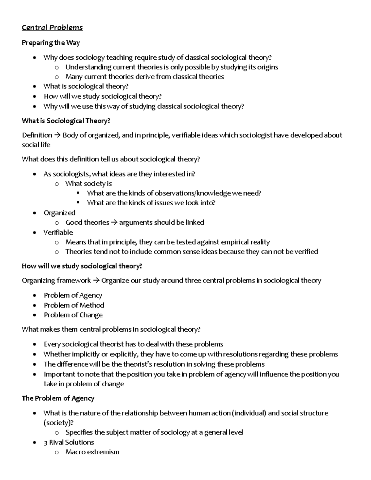 Central Problems - For soci students - Central Problems Preparing the ...
